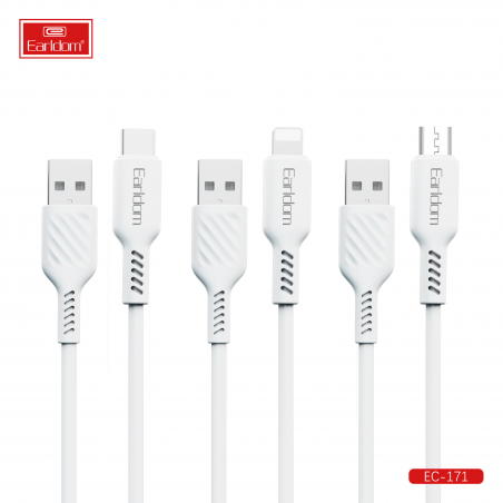 CABLE USB VERS LIGHTNING 1M EC-171i 2.4A EARLDOM BLANC