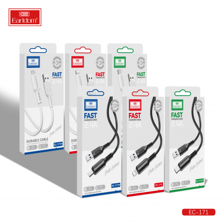 CABLE USB VERS LIGHTNING 1M EC-171i 2.4A EARLDOM BLANC